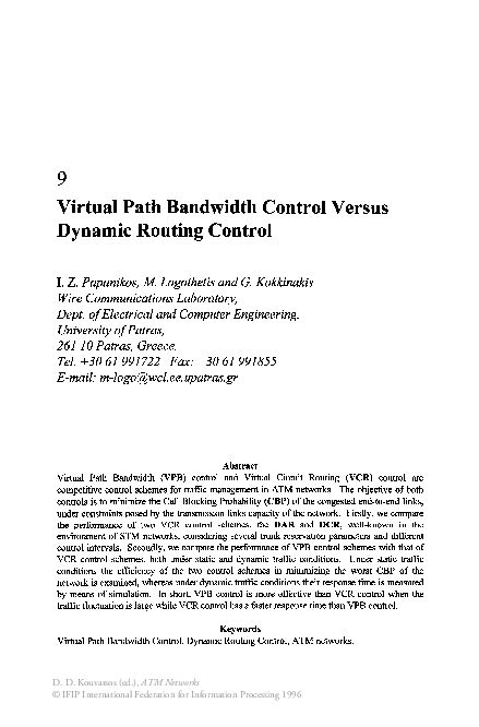 Pdf Virtual Path Bandwidth Control Versus Dynamic Routing Control
