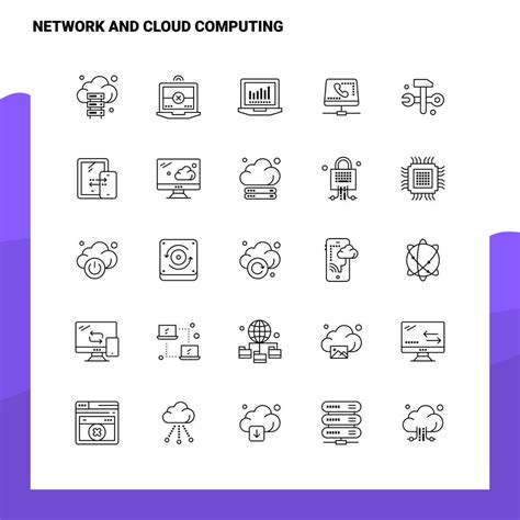 Set Of Network And Cloud Computing Line Icon Set Icons Vector Minimalism Style Design Black