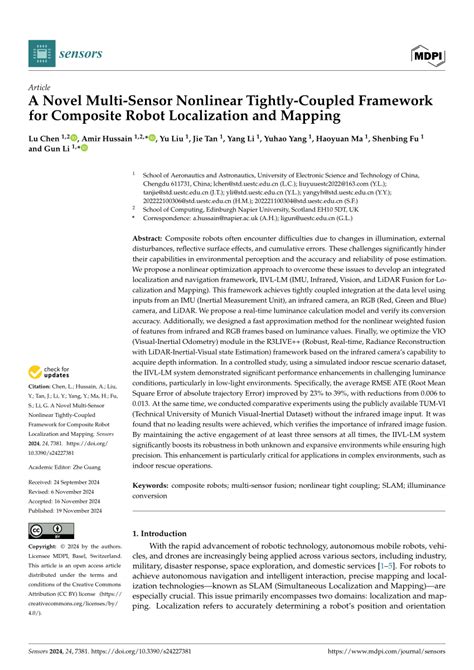 Pdf A Novel Multi Sensor Nonlinear Tightly Coupled Framework For Composite Robot Localization
