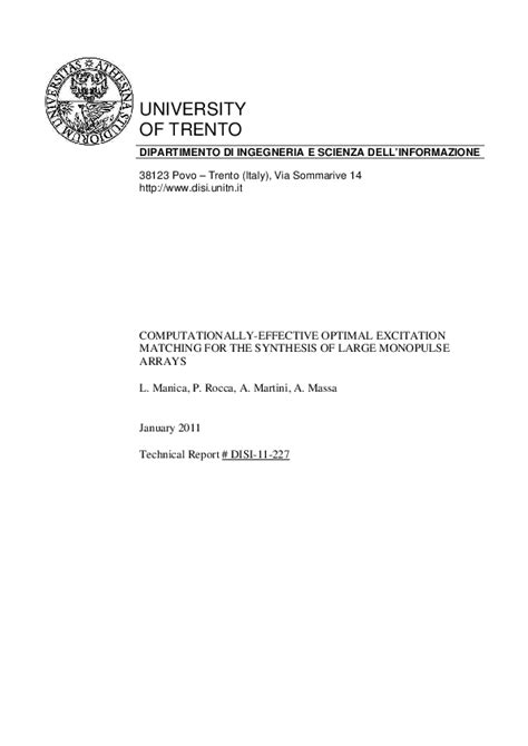 Pdf Computationally Effective Optimal Excitation Matching For The Synthesis Of Large Monopulse