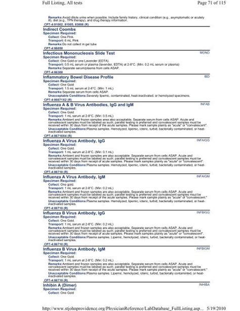 Full Listing All Tests H