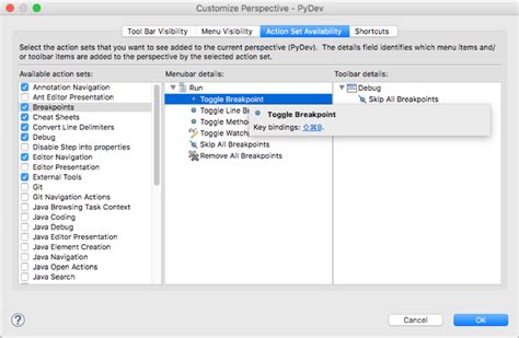 The Keyboard Shortcut To Toggle Breakpoint In Pydev Using Eclipse