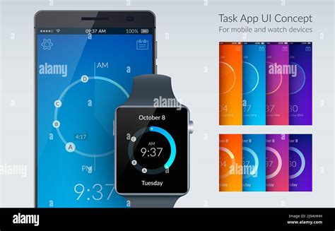 Task App Ui Design Concept For Mobile And Watch Devices On Light Background Flat Vector