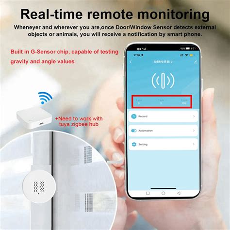 Tuya Zigbee Smart Vibration Sensor Home Security Guard Real Time Monitoring Alarm Notification