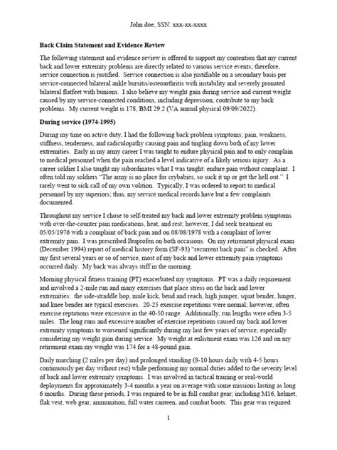 Direct Back Statement Pdf Low Back Pain Mental Disorder