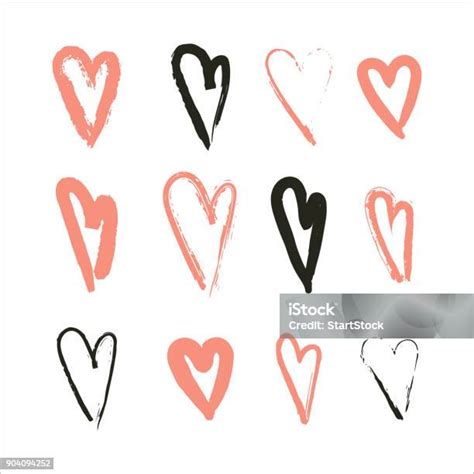 손으로 그려 마음 집합 디자인 요소 Fot 발렌타인 S 낙서 아이콘 인사말 Ot 웨딩 카드벡터 일러스트 레이 션에 대 한 사랑 날씨에 대한 스톡 벡터 아트 및 기타 이미지