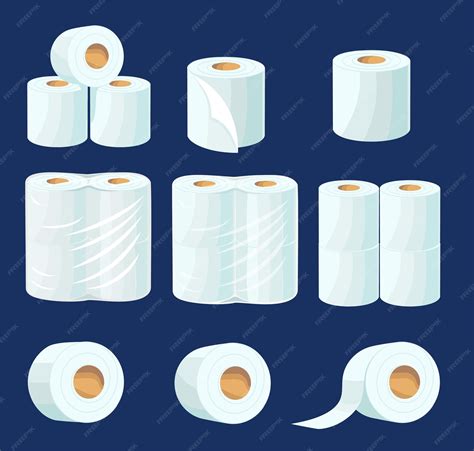 Rollo De Papel Higiénico Cinta De Baño Vectorial Y Toalla De Papel De Cocina Maqueta De Paquete