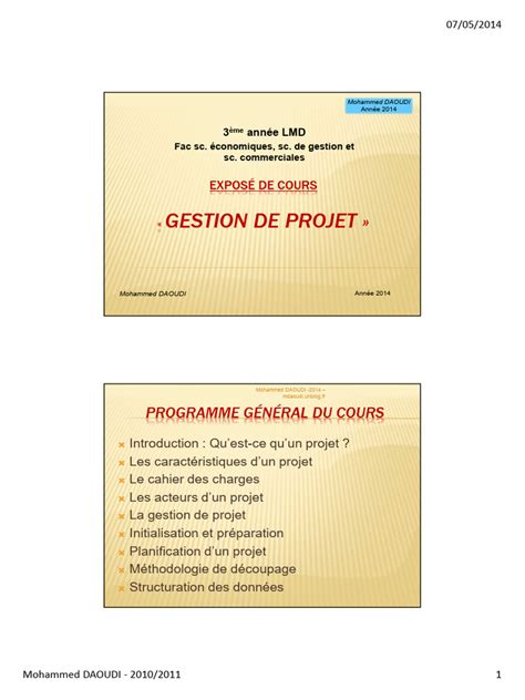 Cours Gestion De Projet Pdf