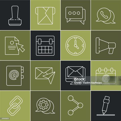 지우개 캘린더 이메일 메가폰 스피치 버블 채팅 문서 및 커서 스탬프 및 시계 아이콘으로 라인 연필을 설정합니다 벡터 0명에 대한