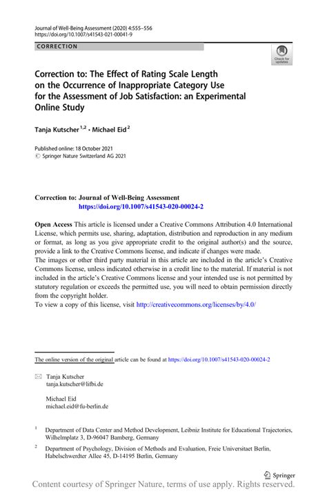 PDF Correction To The Effect Of Rating Scale Length On The Occurrence Of Inappropriate