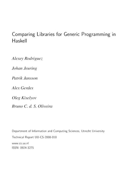 Pdf Comparing Libraries For Generic Programming In Haskell