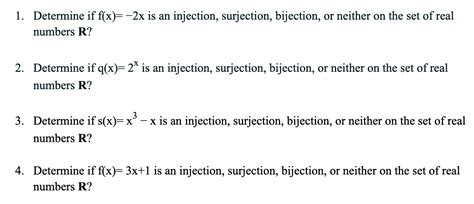 Solved 1 Determine If F X 2x Is An Injection Surjection