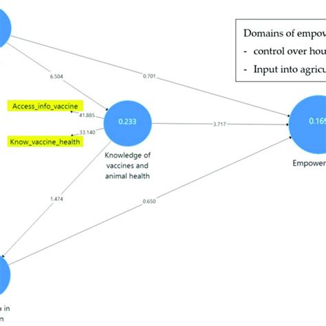 illustration of the pls sem model results on the relationship between