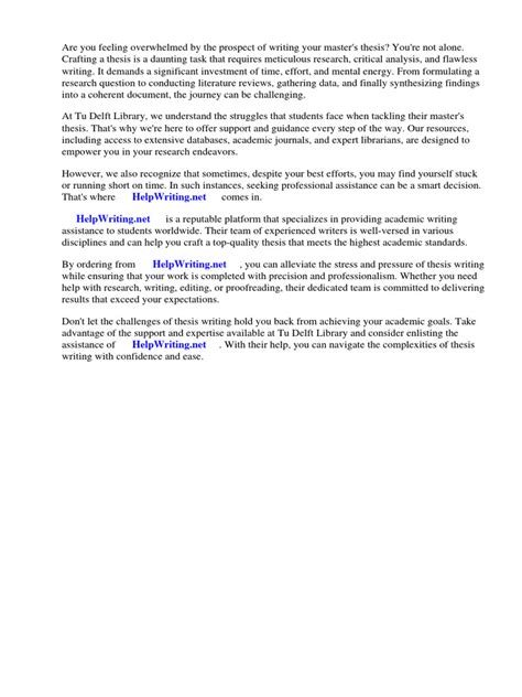 Tu Delft Library Master Thesis Pdf Engineering Thesis