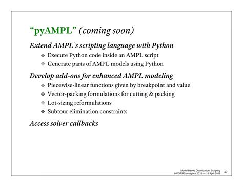 Ampl Workshop Part 2 From Formulation To Deployment Ppt