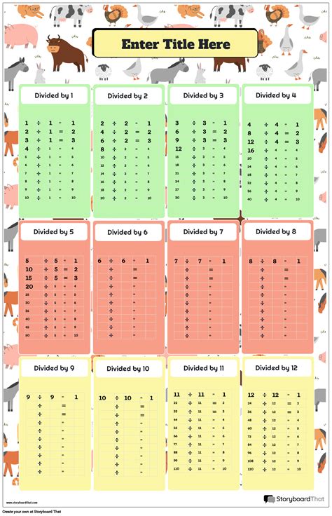Animal Themed Division Chart Poster Storyboard