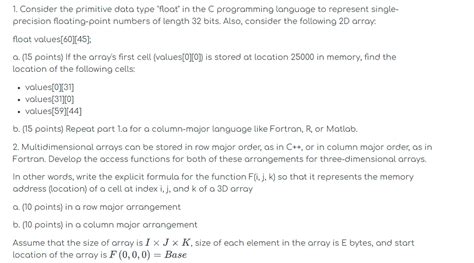 Solved Consider The Primitive Data Type Float In The C Chegg