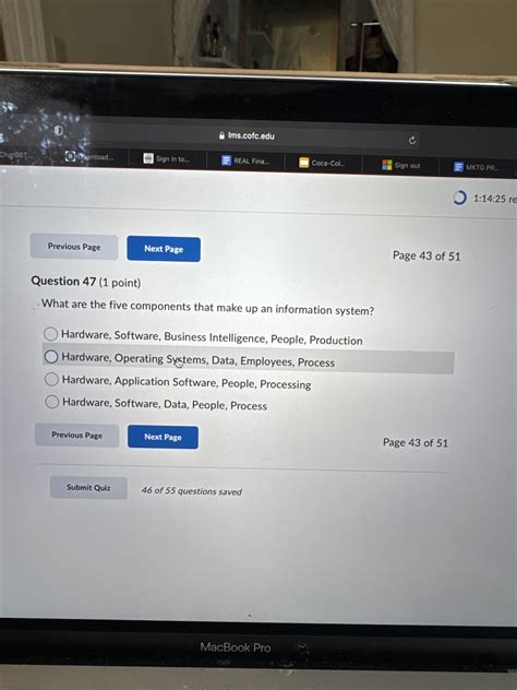 Solved Question 47 1 ﻿point What Are The Five Components