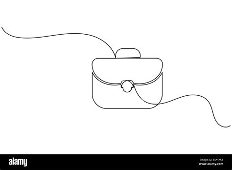 Briefcase Continuous One Line Drawing And Minimalist Style Isolate
