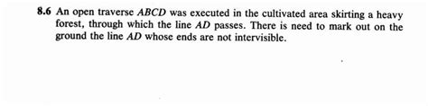 solved 8 6 an open traverse abcd was executed in the