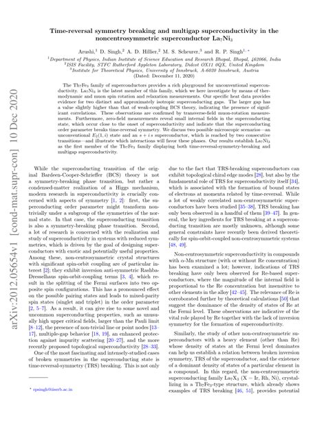 Pdf Time Reversal Symmetry Breaking And Multigap Superconductivity In