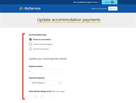 How To Update Your Accommodation Costs In Myservice Department Of Veterans Affairs
