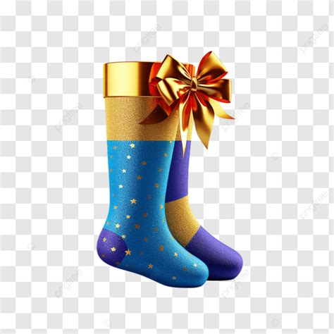아늑한 매력을 상징하는 노란색 별과 리본이 있는 파란색 양말 장난스러운 패턴 사려깊은 선물 파란색 양말 별 Png 일러스트 및 이미지 에 대한 무료 다운로드 Pngtree