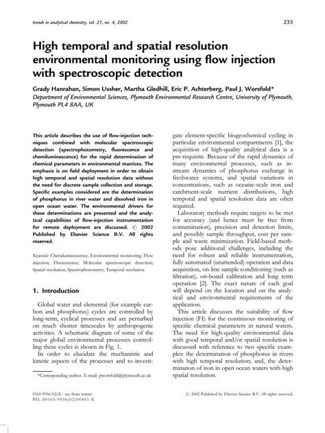 pdf high temporal and spatial resolution environmental monitoring