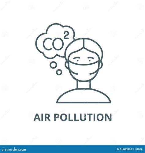 Air Pollution Vector Line Icon Outline Concept Linear Sign Stock