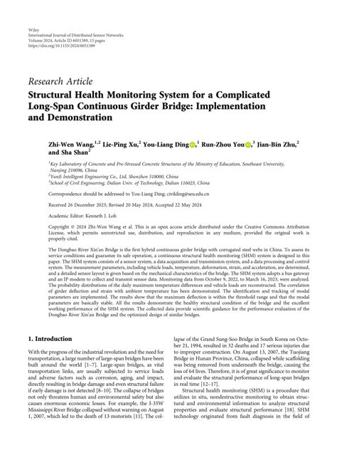 Pdf Structural Health Monitoring System For A Complicated Long Span Continuous Girder Bridge