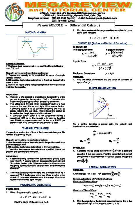 Review Module Differential Calculus Part PDFCOFFEE