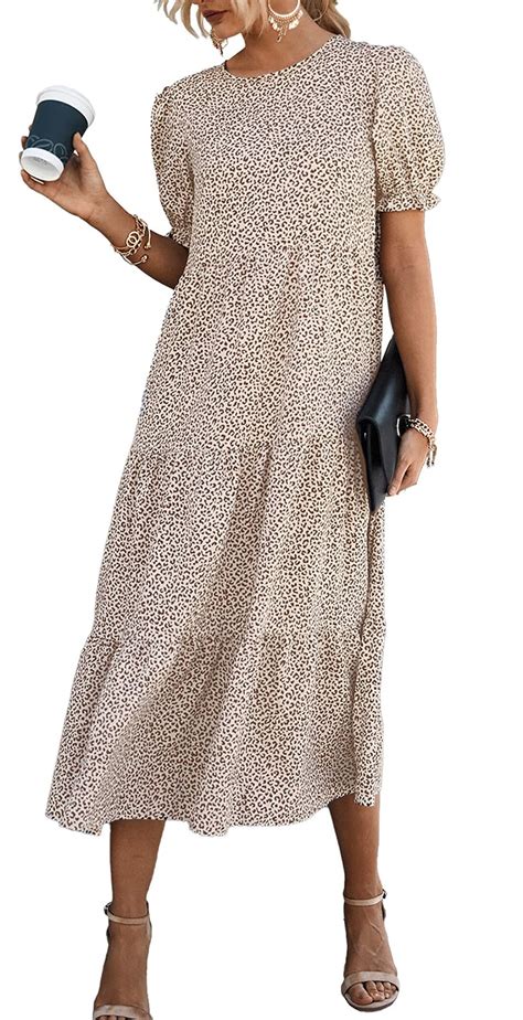 Fantaslook Dresses For Women Summer Casual Boho Dress Floral Print Puff