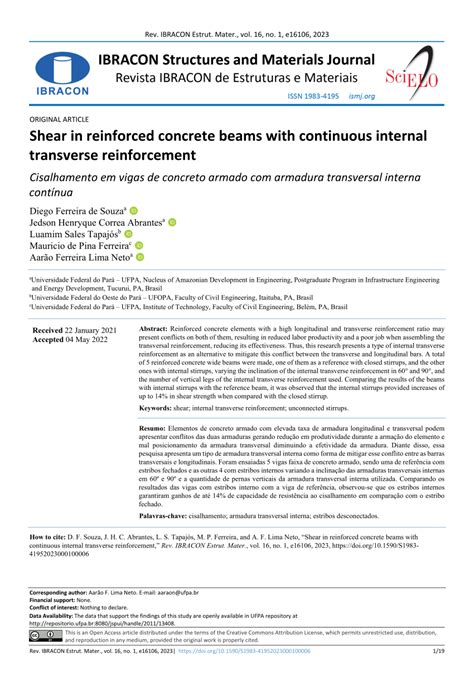 Pdf Shear In Reinforced Concrete Beams With Continuous Internal
