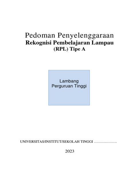 1 Template Pedoman Rpl Perguruantinggi Pdf