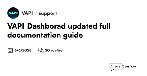 Vapi Dashborad Updated Full Documentation Guide Vapi