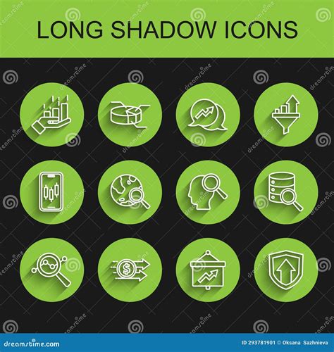 Set Line Search Data Analysis Financial Growth Dollar Board With