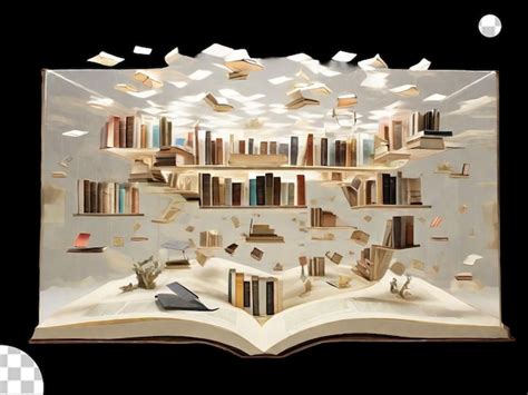 Premium Psd A Diorama Of An Invisible Library With Floating Books