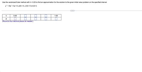 Solved Use The Vectorized Euler Method With H025 To Find