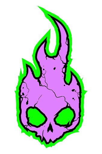 불타는 두개골 해골 아이콘 그림입니다 인쇄를 위한 고딕 디자인 만화 스타일 공포 또는 할로윈 스티커 손 그리기 그림 고딕 양식에 대한 스톡 벡터 아트 및 기타 이미지