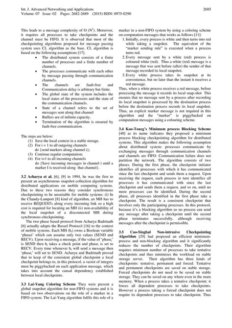 a survey of various fault tolerance checkpointing algorithms in