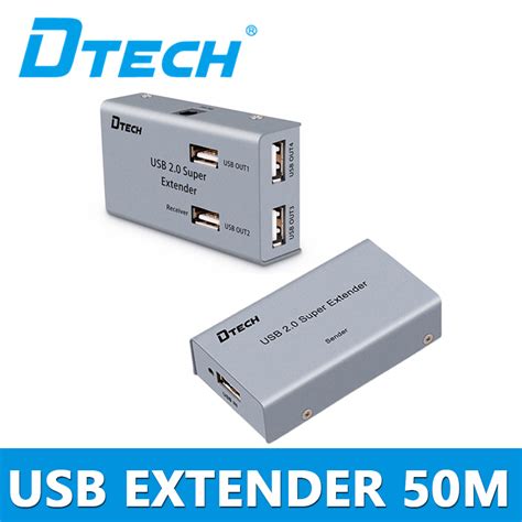 DTECH 50m Multiport USB Extender Over Ethernet Cat5 Cat6 Cable Up To 50M Extension With 4 USB