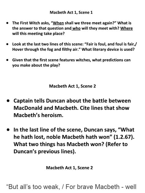 Macbeth Questions By Scene Pdf Macbeth