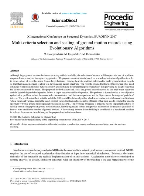 Pdf Multi Criteria Selection And Scaling Of Ground Motion Records