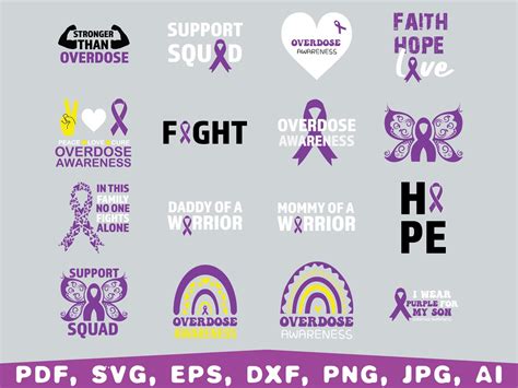 Overdose Awareness Svg Purple Ribbon Svg Overdose Cut Files