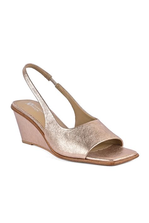 Buy Vanilla Moon Gold Leather Nelly Metallic Angular Wedges Online
