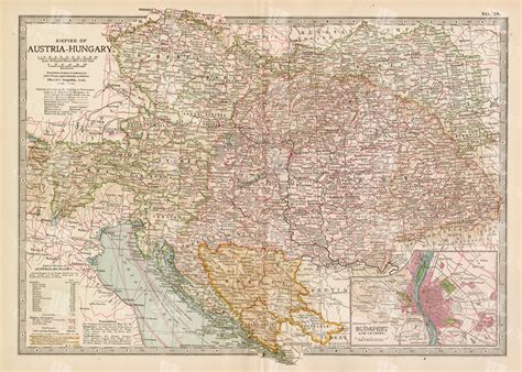 Austria Hungary Empire Map With Budapest Inset Political Boundaries