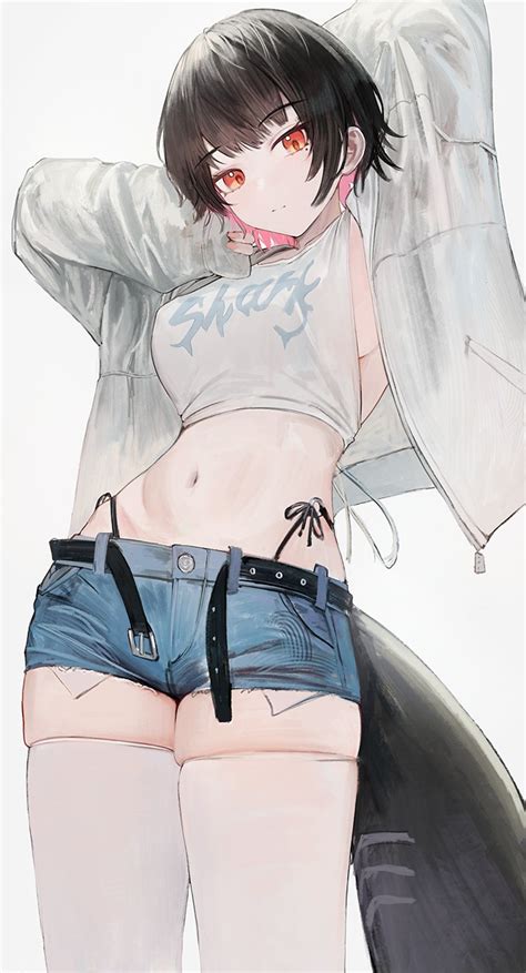 Flippy Cripine111 Ellen Joe Zenless Zone Zero Highres 1girl Alternate Costume Arm Behind