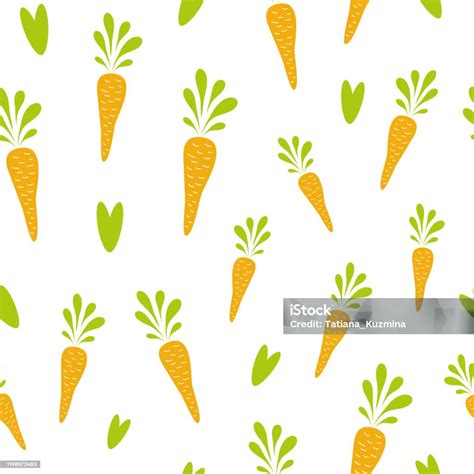 당근 원활한 패턴 귀여운 생 야채 질감 플랫 당근 디자인에 흰색 비건 디자인 벡터 건강한 생활방식에 대한 스톡 벡터 아트 및 기타 이미지 건강한 생활방식 건강한 식생활