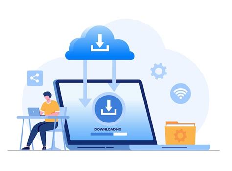 Premium Vector Cloud System File Download Database Protection Concept