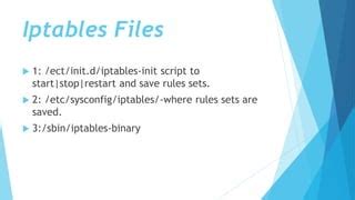 Firewalls Rules Using Iptables In Linux PPT